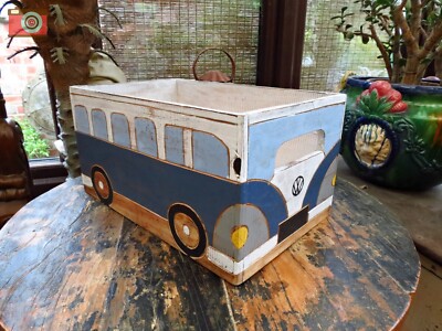 VW VOLKSWAGEN CAMPER T2 THEME WOODEN STORAGE BOX, CARRY CRATE etc ...