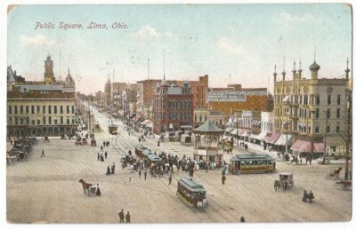 Lima Ohio OH ~ Public Square & Streetcars Postcard 1908 | eBay