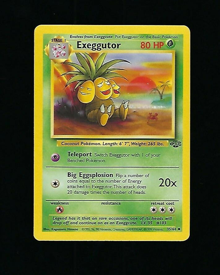 Exeggutor 35/64 - Unlimited Edition Pokemon Card Jungle Set 1999 WOTC ...
