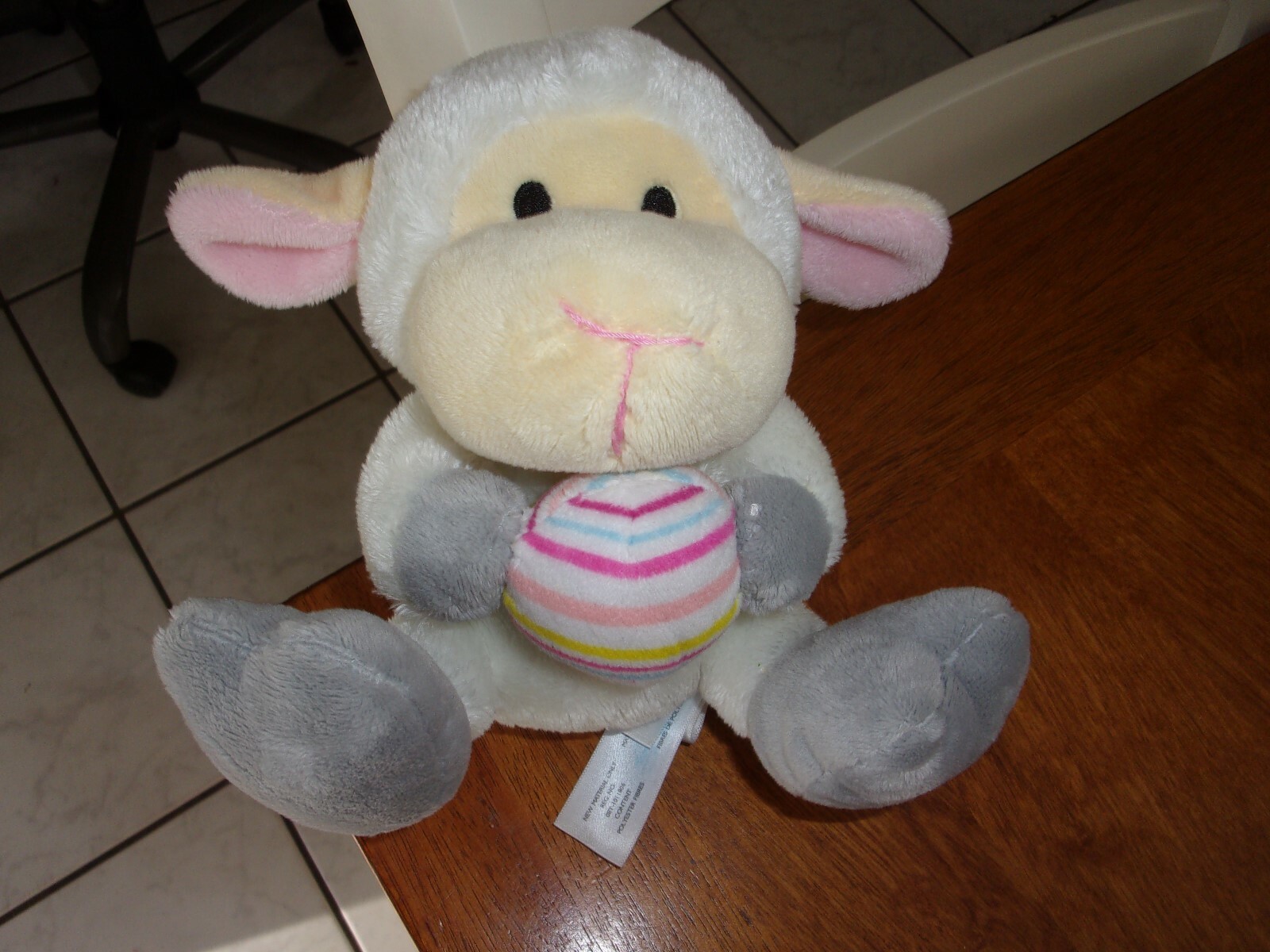 ANIMAL ADVENTURE Stuffed Animal plush 2016 white gray pink egg lamb ...