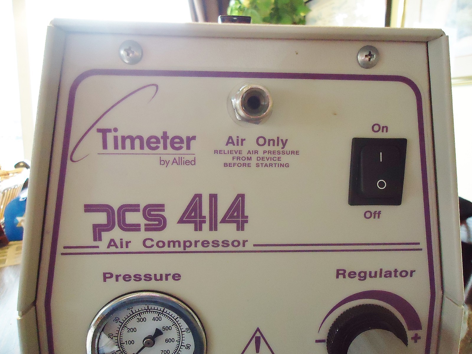 TIMETER BY ALLIED PCS 414 AIR COMPRESSOR T14614, 115V, 60 Hz. 4.6 AMPS ...