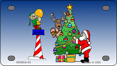 Santa Elf Tree Novelty Mini Metal License Plate Tag Holiday Christmas ...