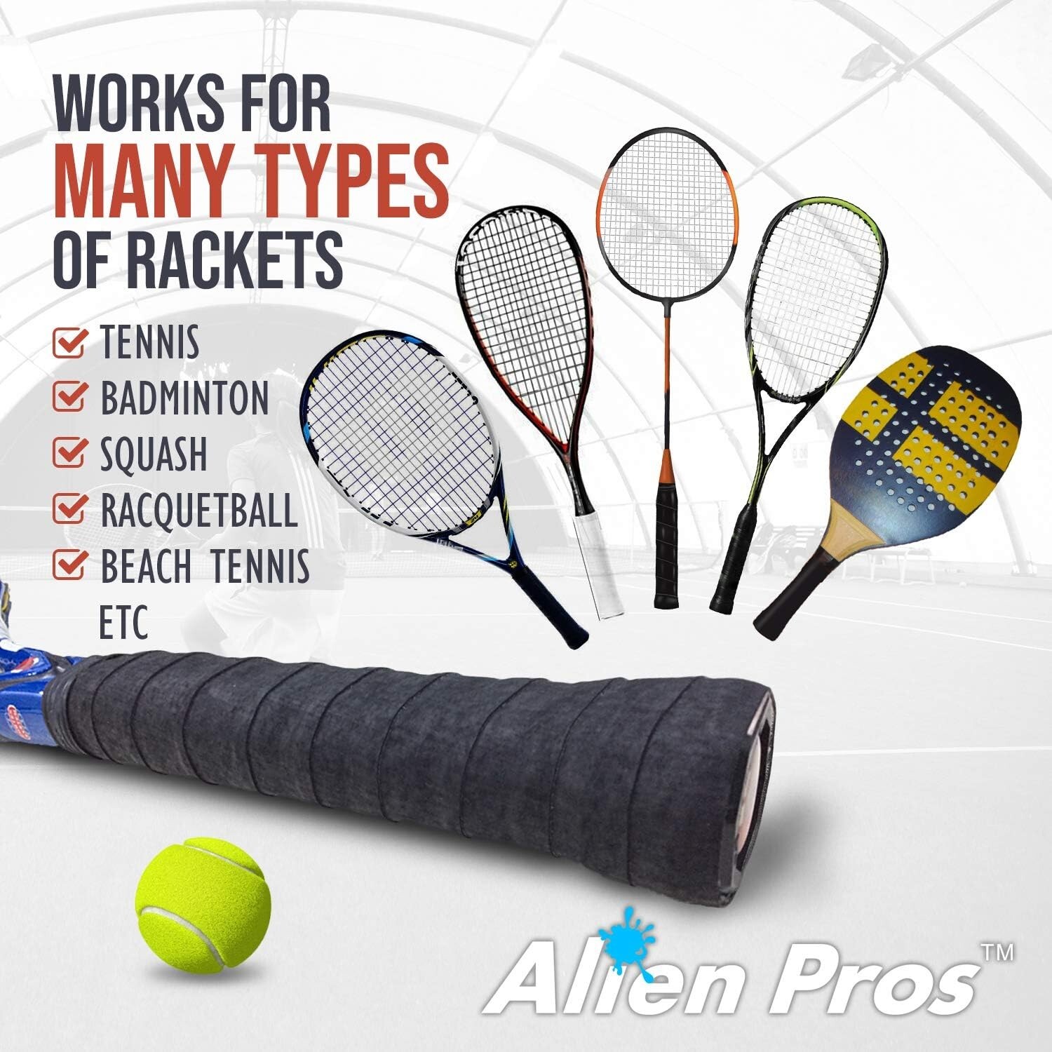 Tennis Racket Grip Tape 6 Grips Precut And Dry Feel Tennis Grip Alien ...