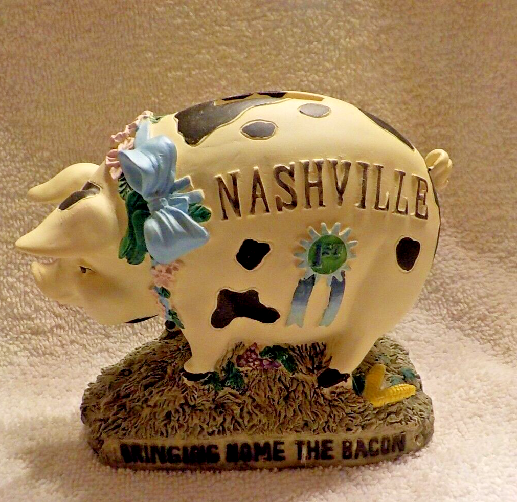 NASHVILLE Piggy Pig Hog BANK "Bringing Home the Bacon" Signed Mc Art Co ...