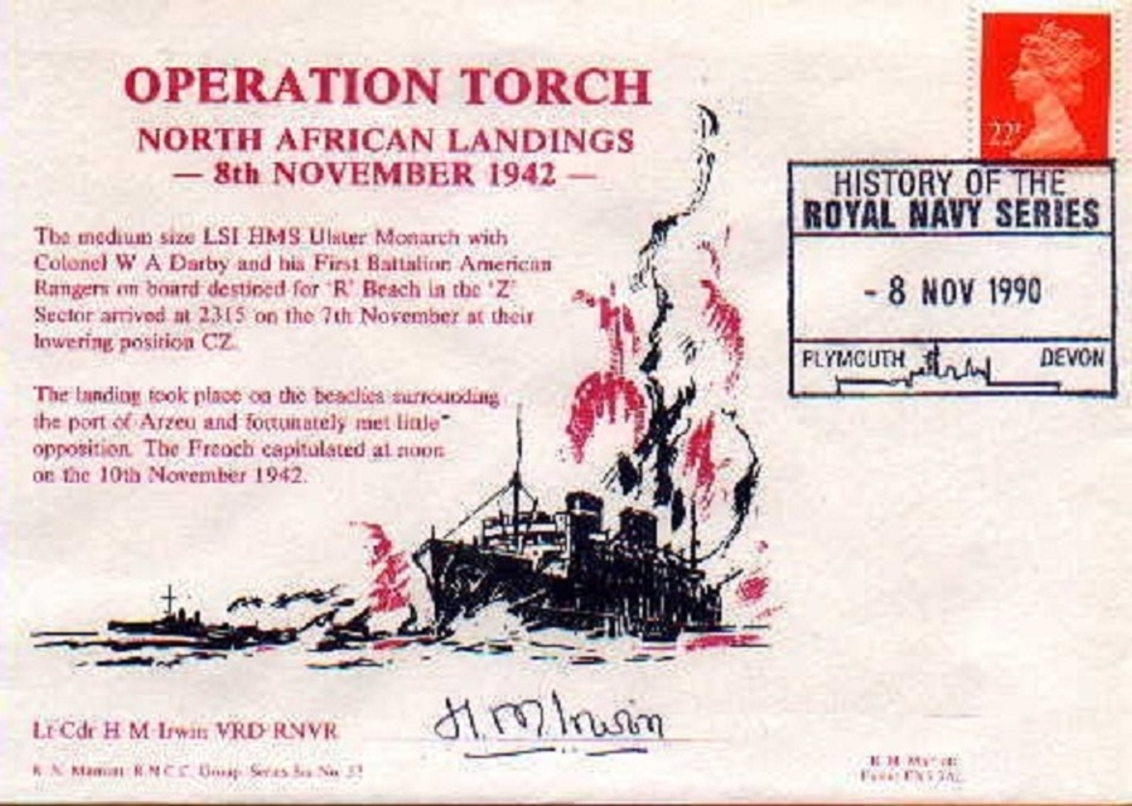 NAVY SIGNED FDC HMS ULSTER MONARCH OPERATION TORCH NORTH AFRICA 1942 | eBay