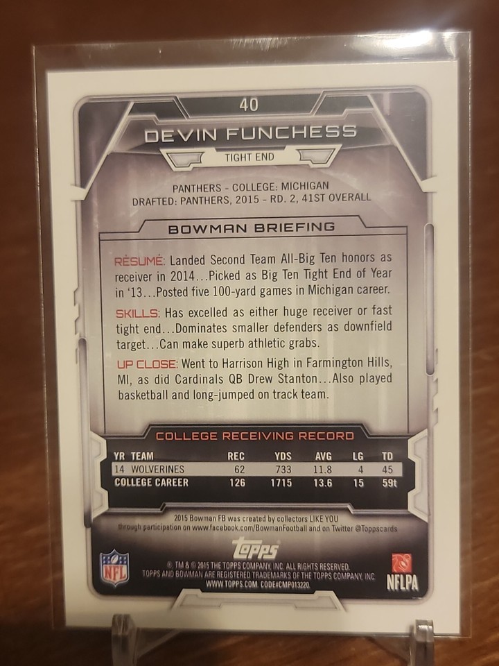 2015 Bowman Rookies Devin Funchess #40 Rookie RC | eBay