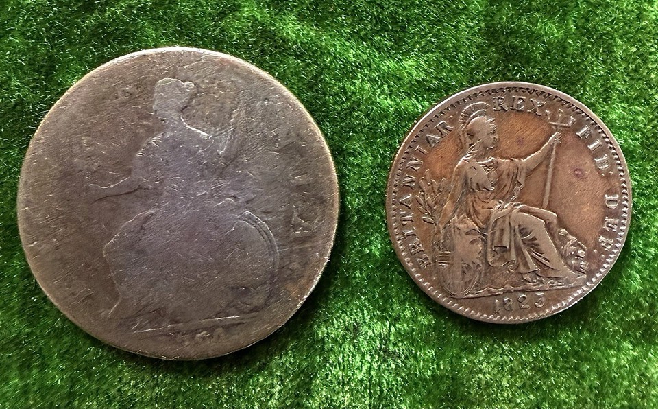 1754 Great Britain George II Halfpenny & 1825 George IIII Farthing | eBay