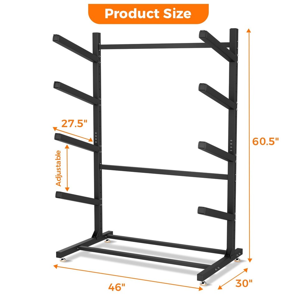 4 Kayak Storage Rack Freestanding Paddle Sup Stand Heavy Canoe Holder ...