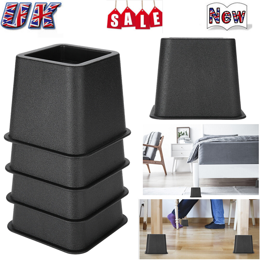 4x Heavy Duty Bed Chair Riser Feet Leg Lift Furniture Extra Raiser ...
