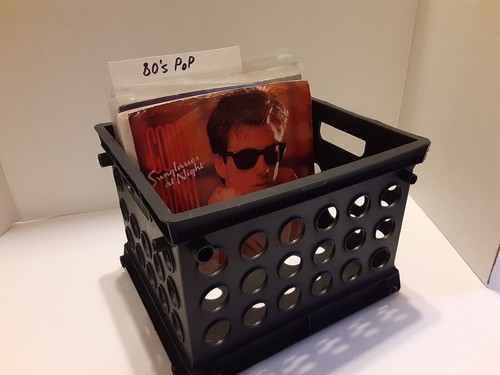 Black Mini Milk Crate 45rpm 7" inch Record Vinyl Storage Holds Up To 65 ...