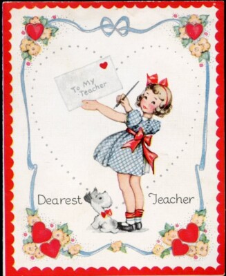 Vtg Valentine Card Dearest Teacher Gentle Good Glad She's Mine 1930s | eBay