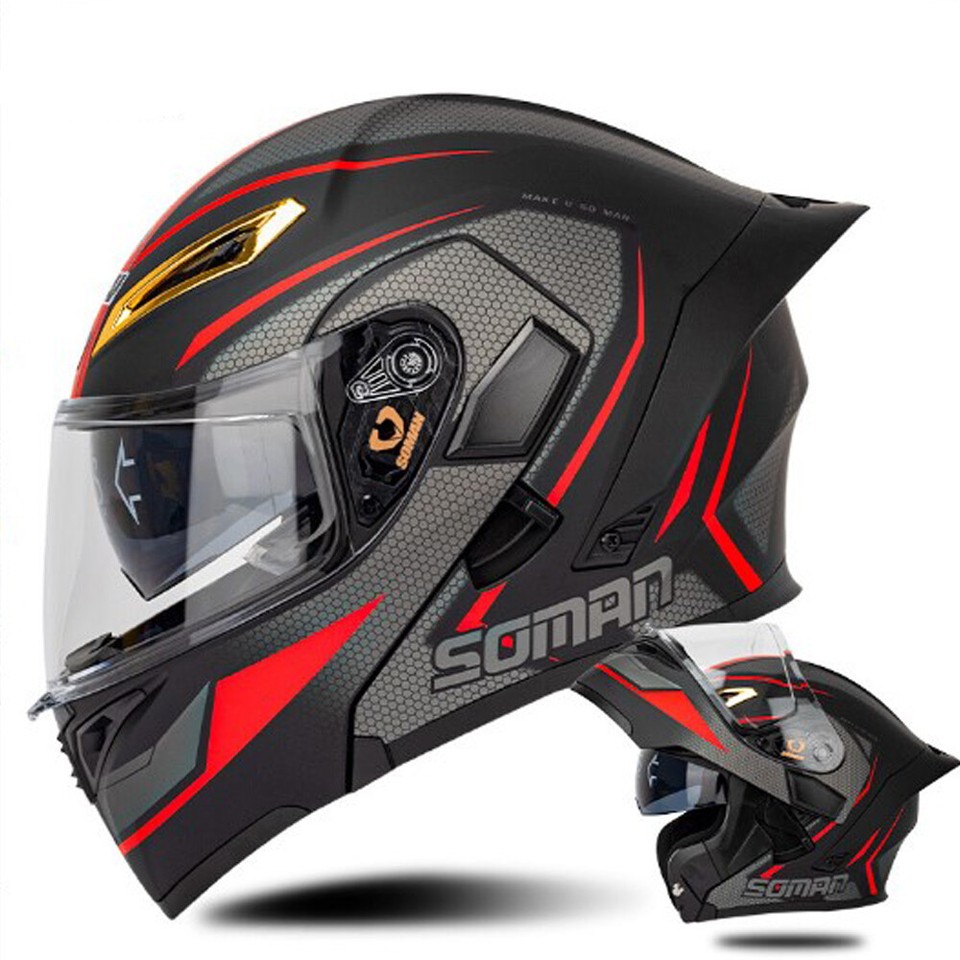 NEW Flip Up Helmet Dual Lens DOT Modular Helmets Ultraviolet-Proof Full ...