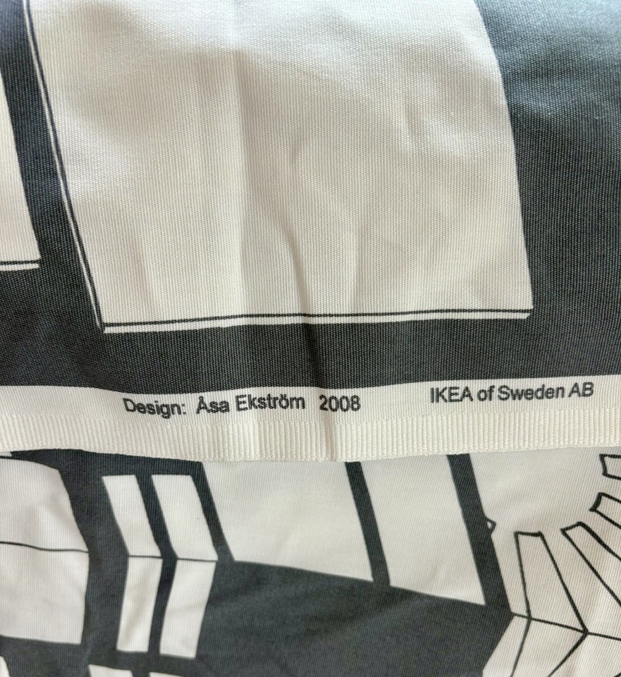 Ikea Sweden Fabric Cotton designer Asa Ekstrom city buildings gray 2 ...