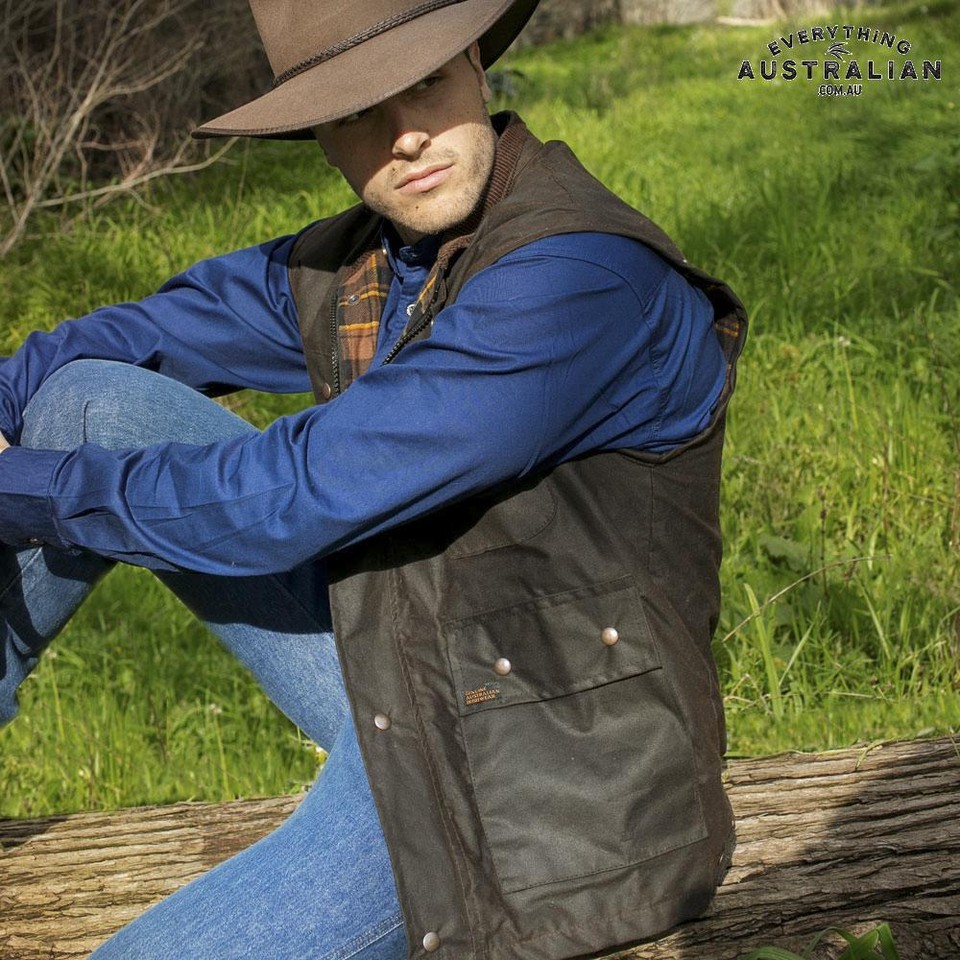 Genuine Australian Bushwear Oilskin Vest Brown | eBay