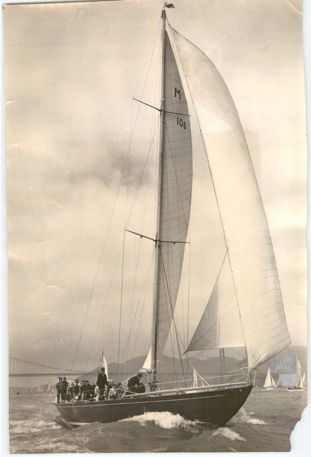 RACING CUTTER SAILBOAT 'Orient' SAN FRANCISCO BAY California 1956 Press ...