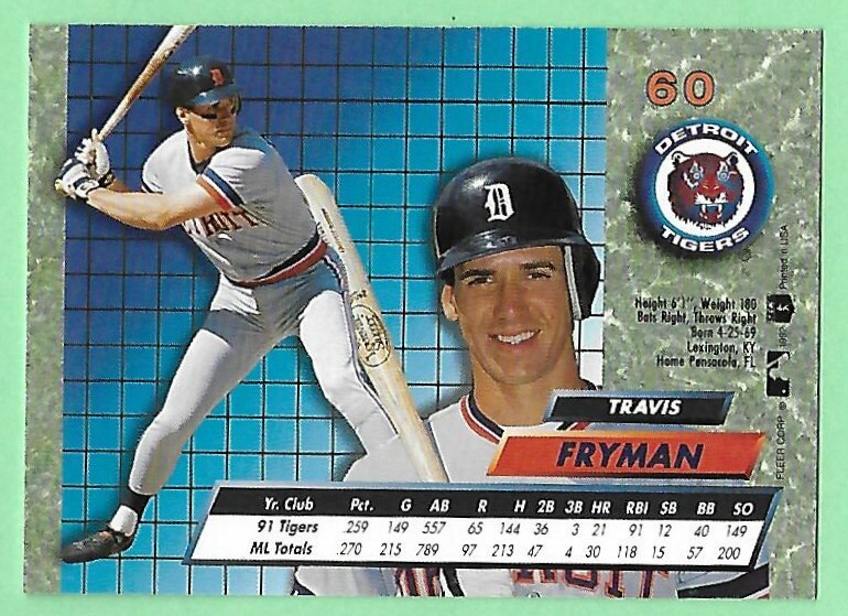 1992 Fleer Ultra Baseball Travis Fryman #60 Tigers | eBay