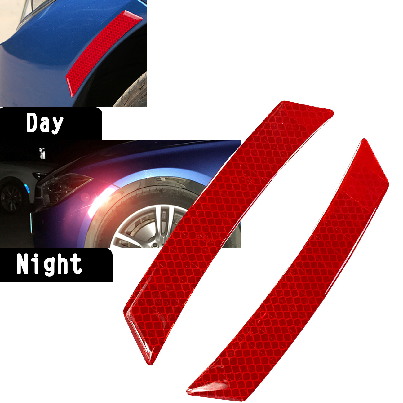 2x Reflective Red Racing Anti-collision Bumper Marker Stripe Decal ...