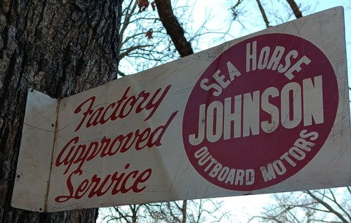 Vintage Johnson Outboard Motor Sign - Vintage Outboard Sign - Metal ...