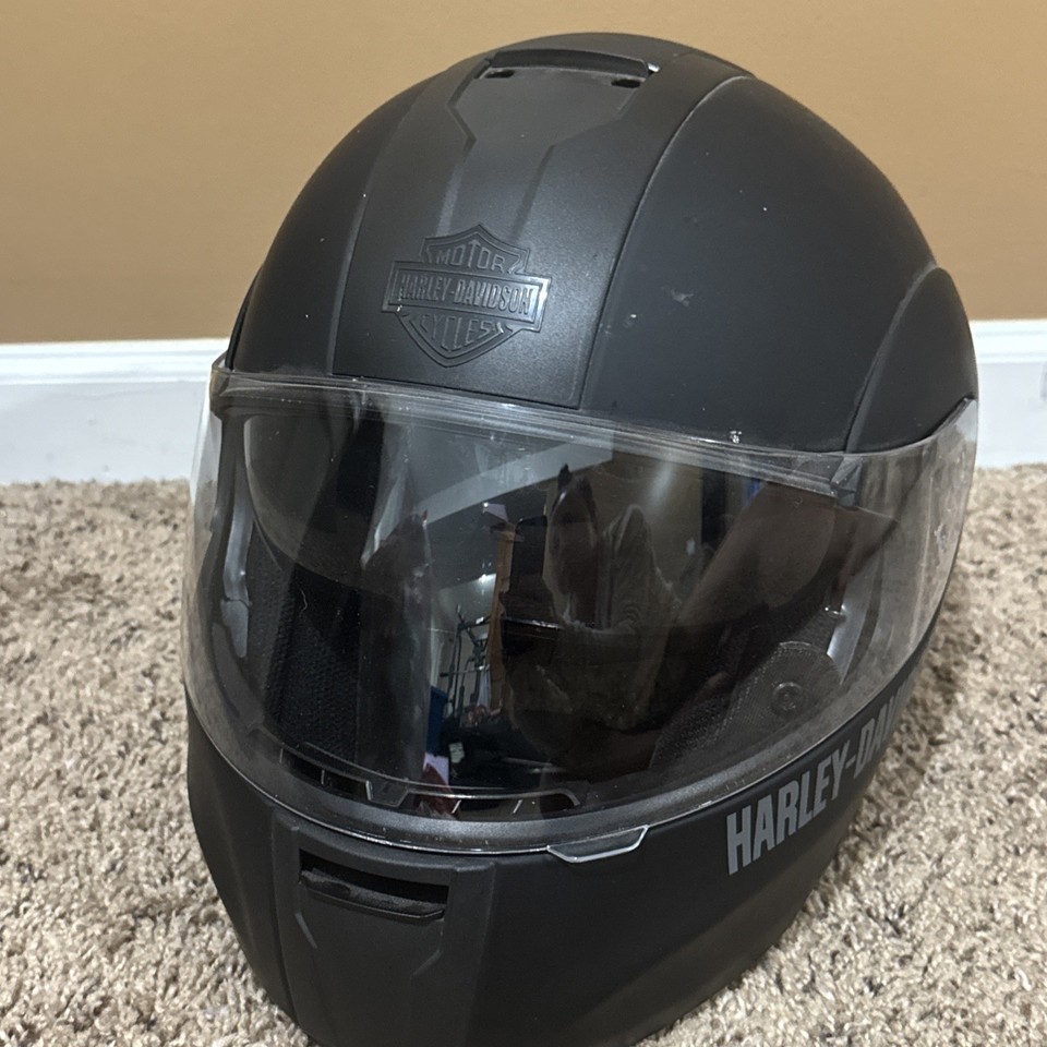 Harley Davidson Motorcycle Matte Black Full Face Modular Helmet Size M ...