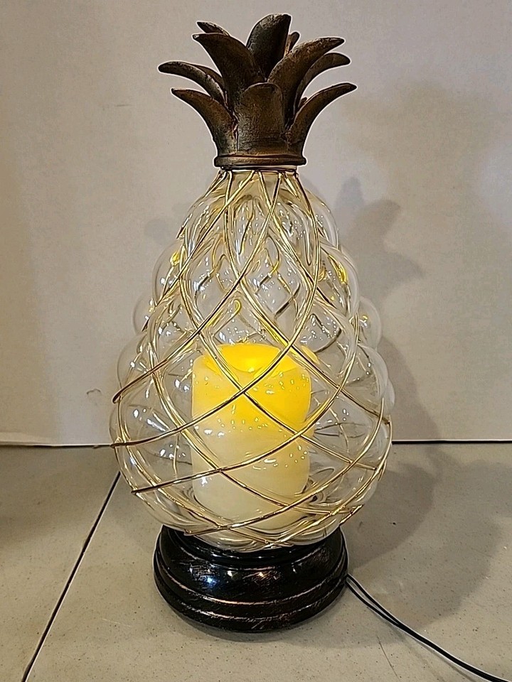 13" Pineapple Candle LED Light Home Decor Flickering Pineapple Lamp ...