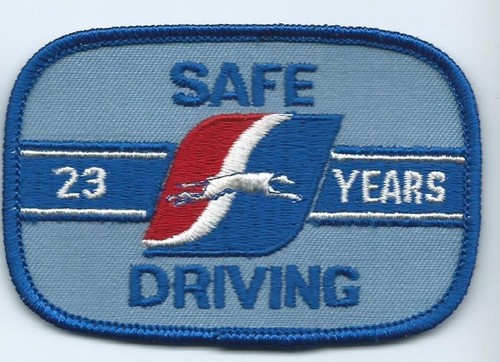 Greyhound Bus "23 years safe driving" driver patch 2-1/2 X 3-3/4 inch ...