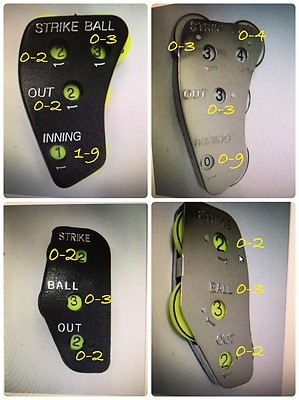 MPOWERED BASEBALL UMPIRE INDICATOR METAL NEON 3 DIAL *2 out 2 strike 3 ...