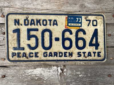 North Dakota License Plate 1970 150-664 ND ‘70 w/‘73 Sticker Tab | eBay