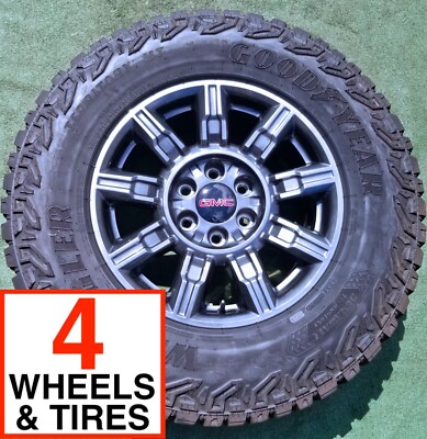 New Factory GMC Sierra AT4X Charcoal Gray Wheels Off-Road Tires OEM GM ...