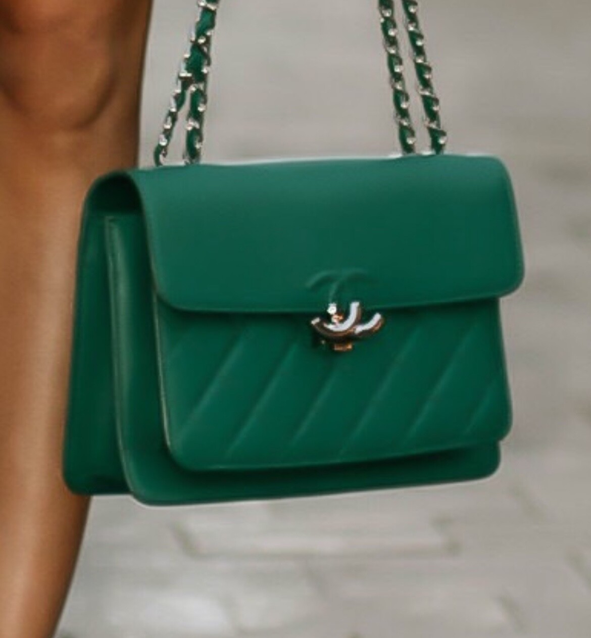 Chanel CC Box Flap Bag- Small Green Classic | eBay