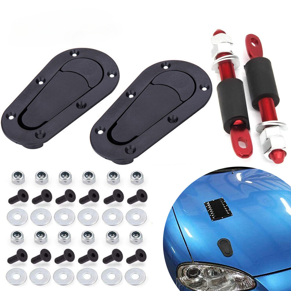 Racing Car Bonnet Plus Flush Mount Hood Latch Steel Pin Locking Kit ...