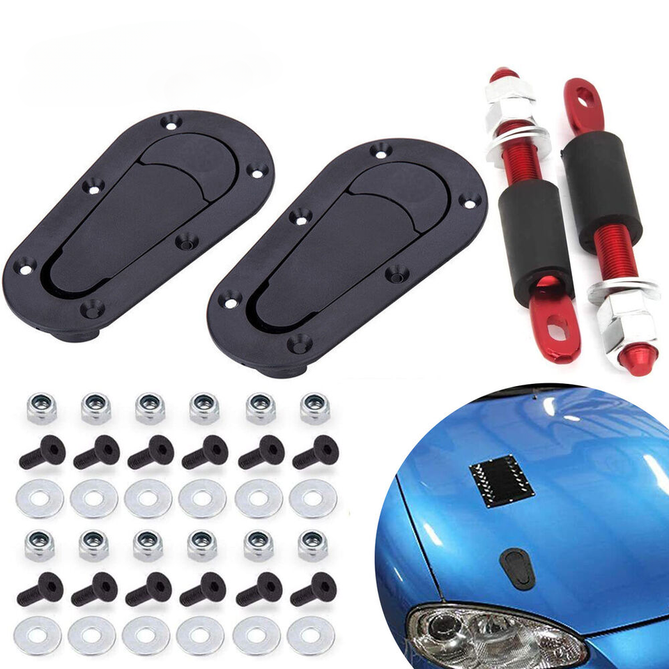 Universal Racing Car Bonnet Plus Flush Mount Hood Latch Pin Locking ...