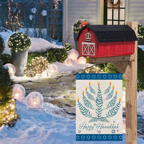 Happy Hanukkah Garden Flag Menorah Star of David Jewish Blue | eBay