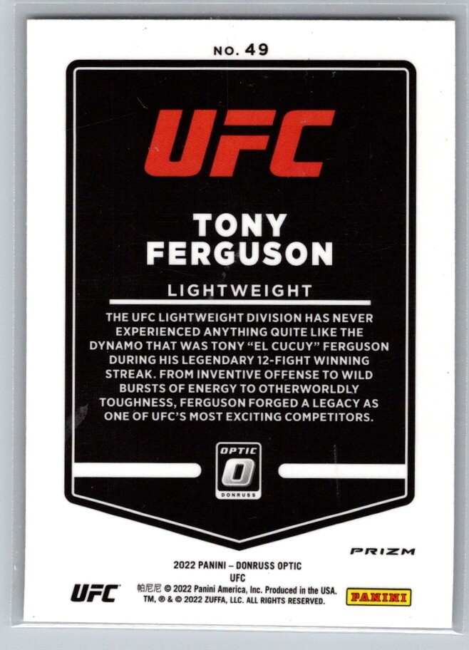 2022 Donruss Optic UFC #49 TONY FERGUSON Holo Silver | eBay