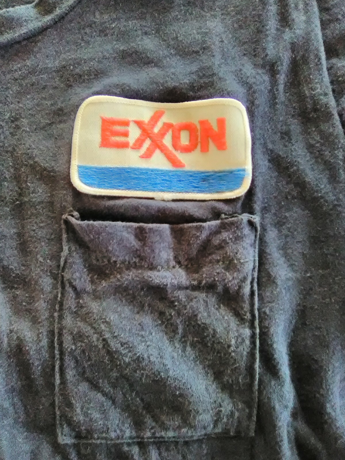 Vintage EXXON SHORT SLEEVE Navy BLUE Tee Uniform shirt Free Shipping ...
