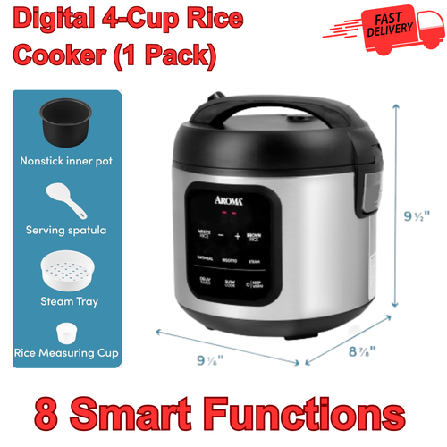 Digital Cool-Touch Rice Cooker and Food Steamer, 4-Cup(Uncooked)/8-Cup ...