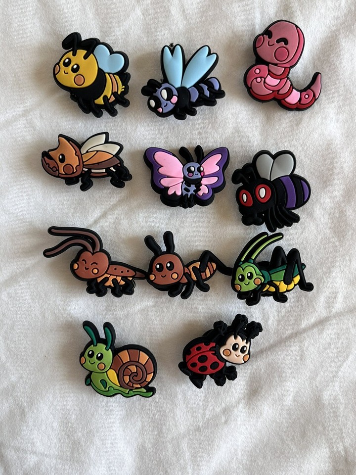 Set Of 11 Cute Bug Croc Charms / Jibbitz - Ladybug, Bee, Worm ...