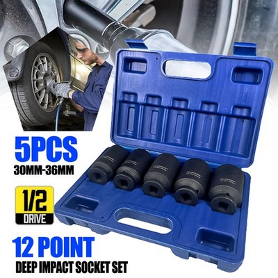 12-Point 5Piece Metric Spindle Nut Socket Set CR-MO Large Socket Set ...