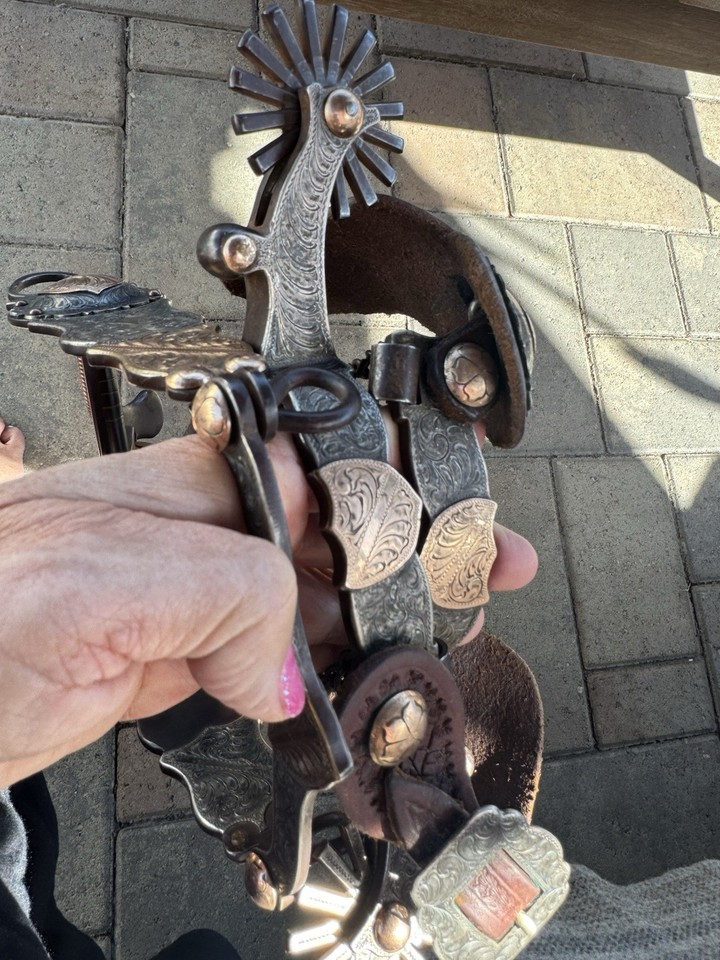 Steve Schmitt Gold & Silver Double Mounted Spurs And Show Bit ...
