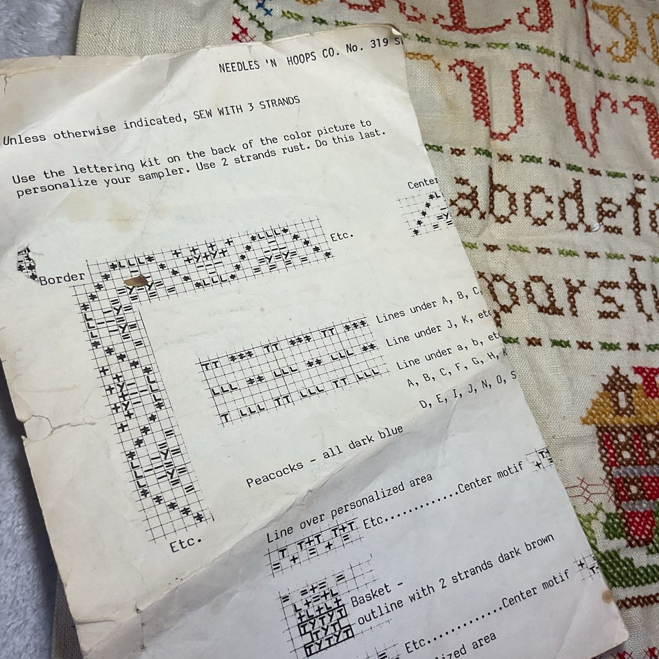 Vtg Needles and Hoops Cross Stitch Almost Finished Project Piece ...