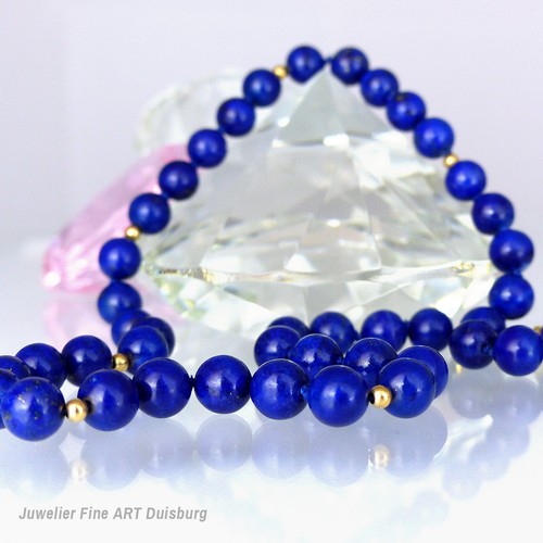 Chain - Lock Gold Plated With 43 Lapislazuli Gemstone Beads +10 Gold ...