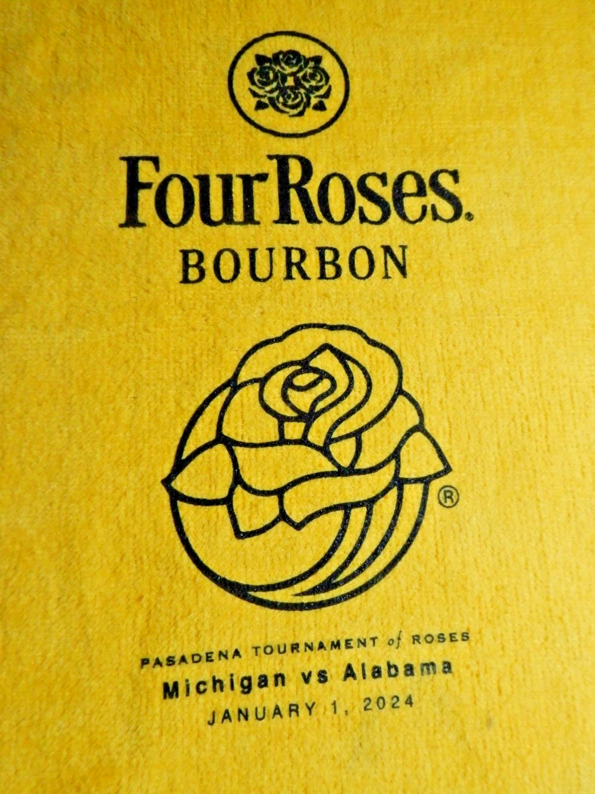 2024 Rose Bowl Michigan Wolverines Alabama YELLOW TOWEL with FOUR ROSES ...
