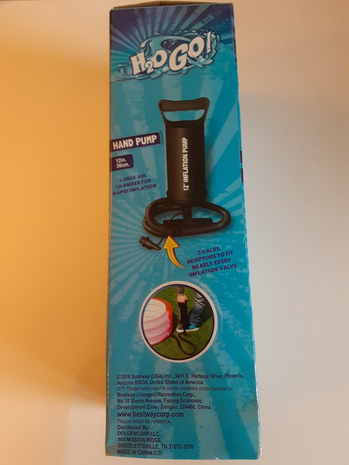 H2oGo Bestway Air Inflation One Hand Pump 3 Valve Adaptor 12 Inch 30 cm ...