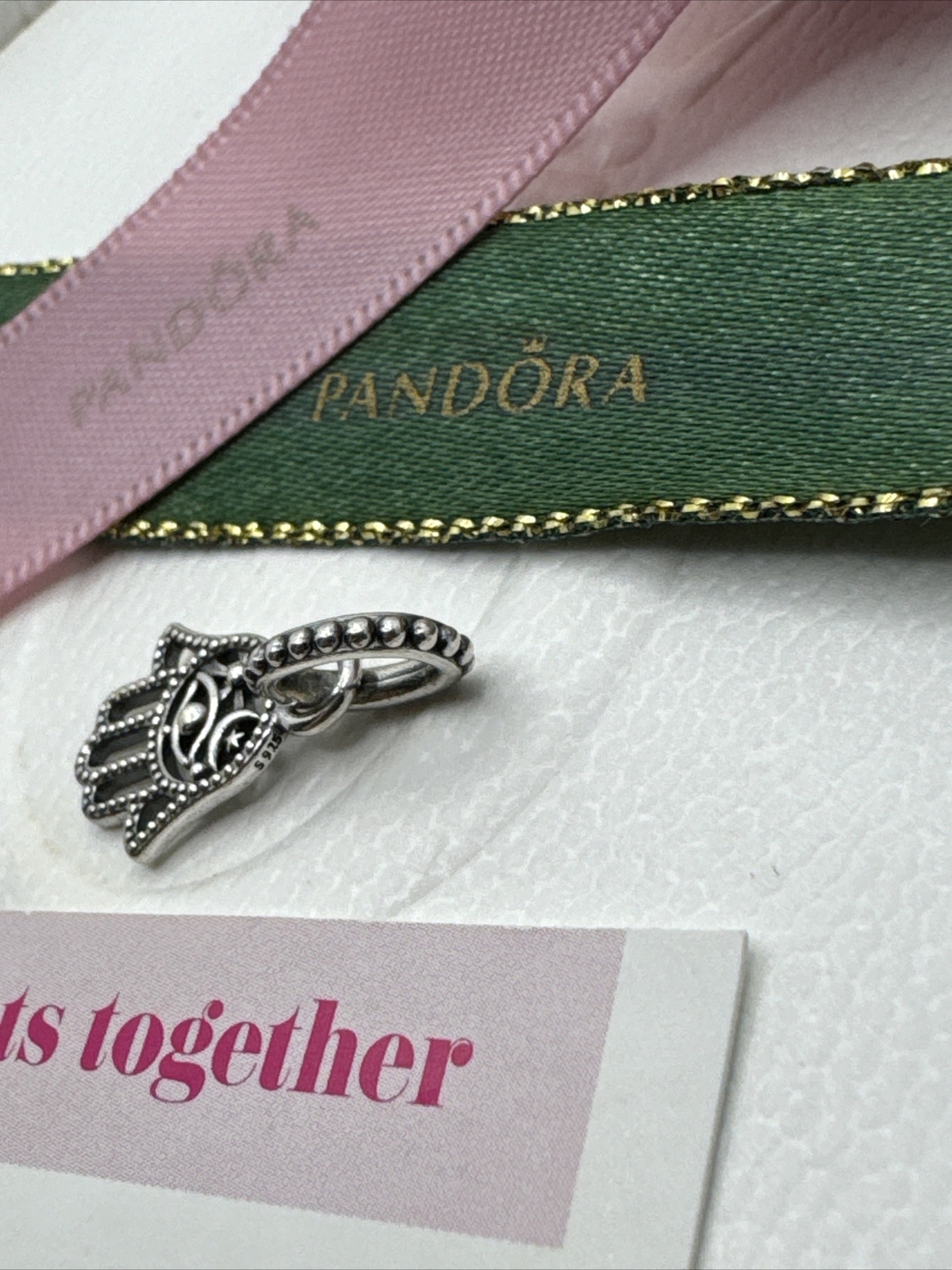 PANDORA Protective Hamsa Hand Bracelet Charm #799144C00 Authentic Ale ...