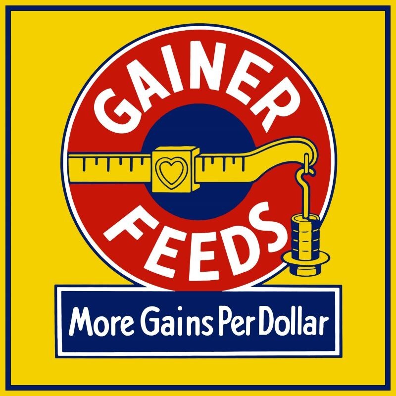 Gainer Animal Feeds, More Gains per Dollar NEW Metal Sign 40" Square ...