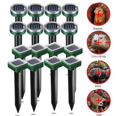 8X Solar Powered Ultrasonic Mole Deterrent Fox Pest Repellent Scarer ...