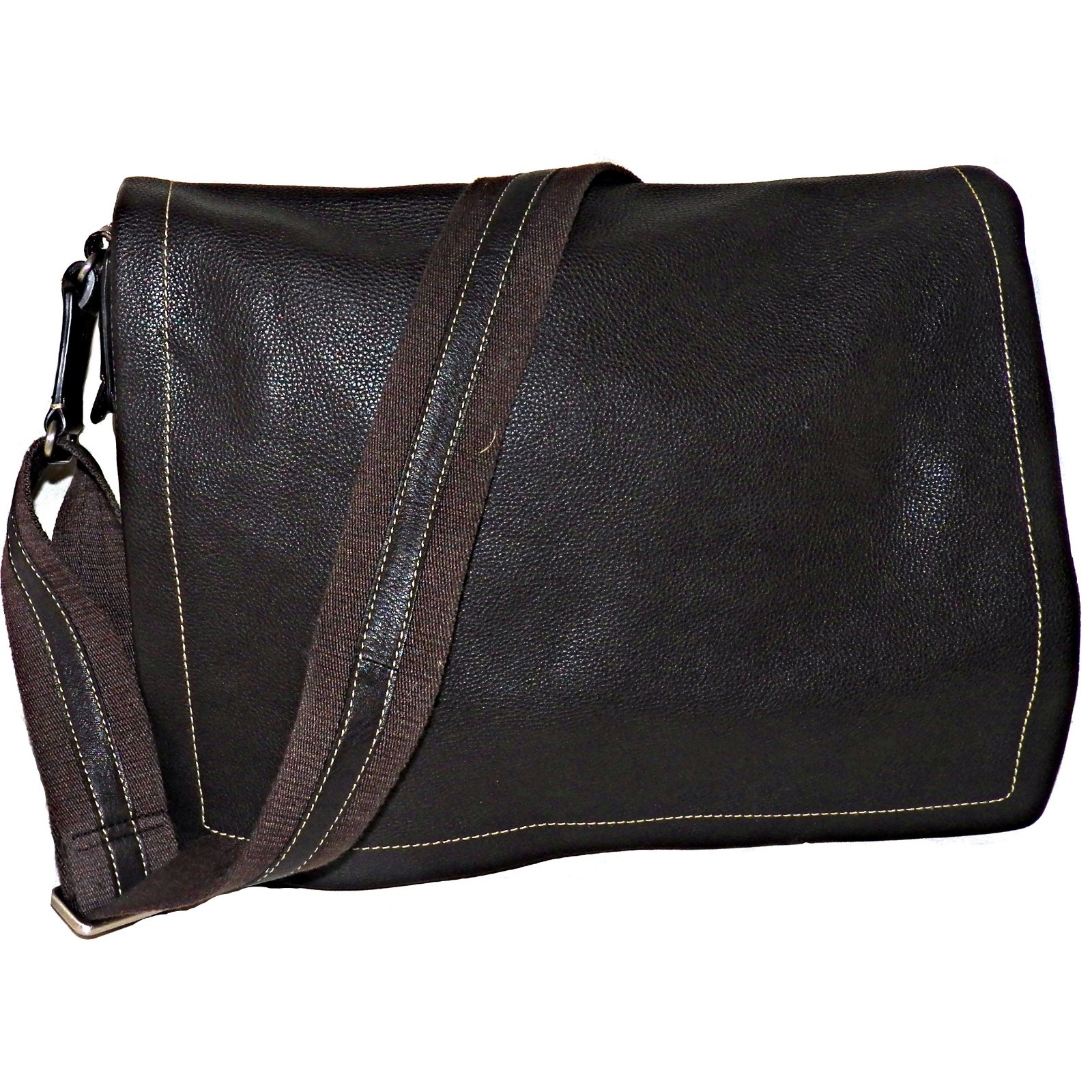 Levenger Bomber Jacket Mocha Leather Laptop Crossbody Messenger Bag ...