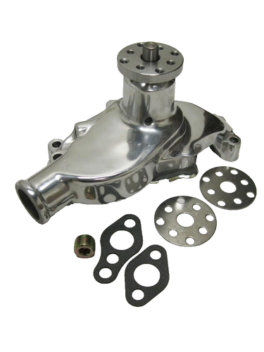 Small Block Chevy CHROME Aluminum Water Pump Short SBC 283 305 350 High ...
