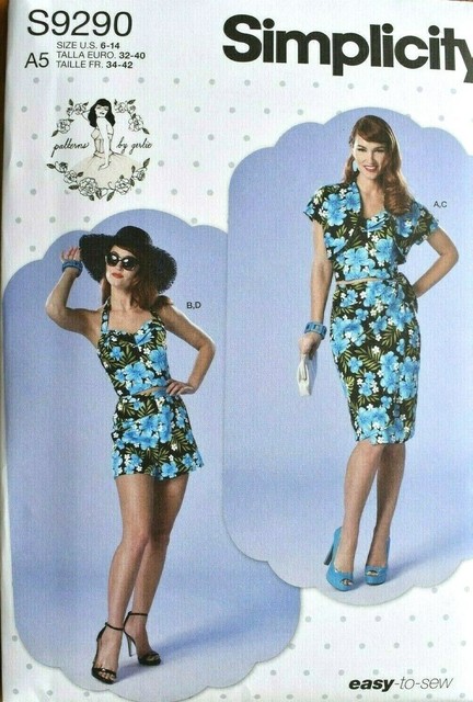 Simplicity S9290 Misses' Sz 6-14 Bolero Bustier Sarong Shorts Sewing ...