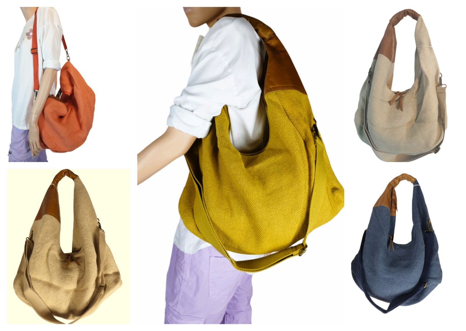 Große Damen Jute Tasche Beuteltasche Umhängetasche Schultertasche | eBay