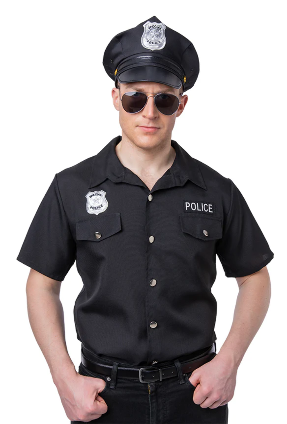 Police Shirt Mens Policeman Officer Fancy Dress New York Cop Costume ...